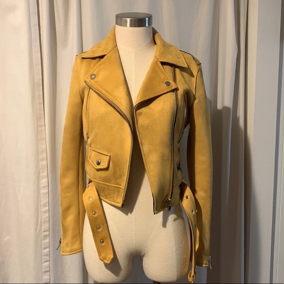 Zara | Jackets & Coats | Yellow Suede Jacket Zara | Poshmark